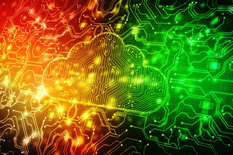 Cloud Computing Concept In Digital Background 2d Rendering Stock Image Image Of Client
