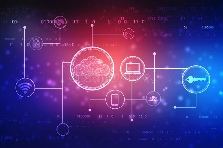 2d Rendering Cloud Computing, Cloud Computing Concept, Technology Concce Stock Illustration ...