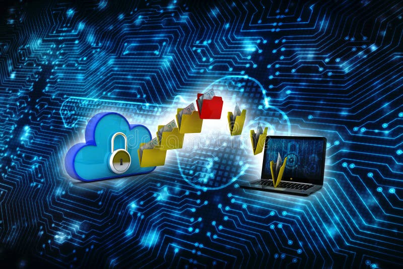 2d Rendering Cloud Computing Cloud Computing Concept Stock Illustration Illustration Of Lock