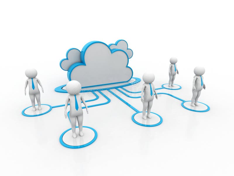 Cloud Computing Network Isolated in White Background. 3d Render Stock Illustration ...