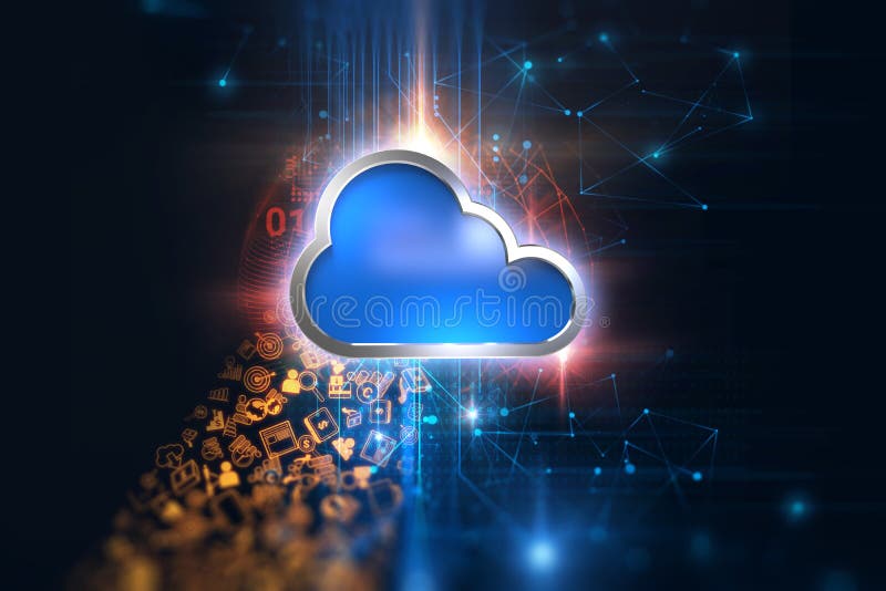 3d Rendering of Cloud Computing System Icon on Technology Bac Stock ...