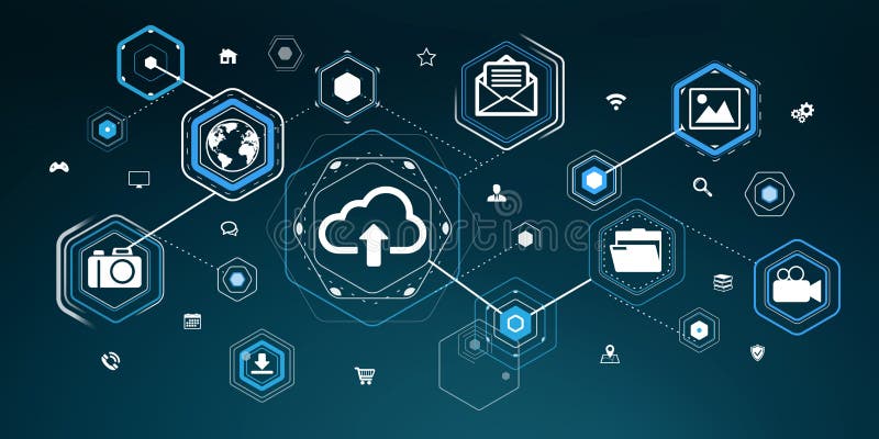 3d Rendering Cloud Computing Concept, Cloud Network Stock Illustration ...