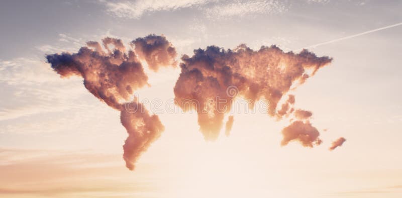 A 3D Rendering of Cloud-shaped Continents in the Evening Light ...