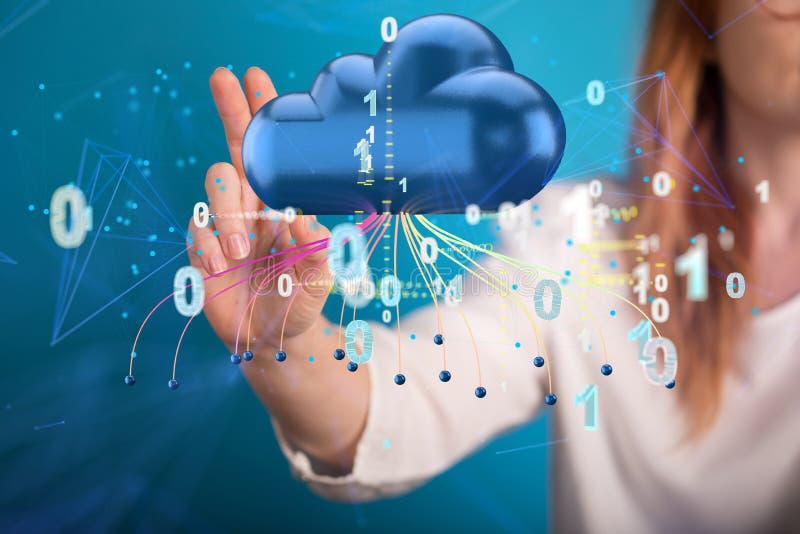 3D Rendering of a Cloud Storage System Floating in the Air Stock Image ...