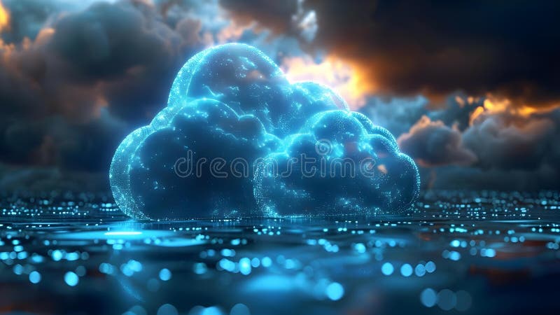 D Rendering of Cloud Storage Technology Against a Blue Backdrop ...