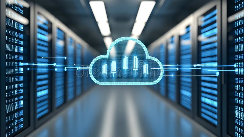 3D Rendering of Cloud Technology Concept in Data Center Showcasing ...
