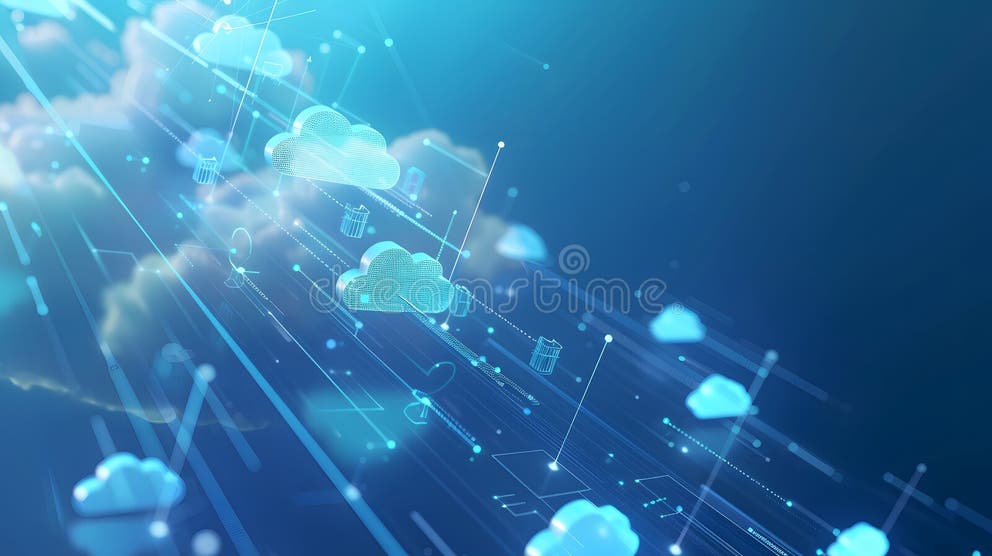 3D Rendering of Cloud Technology with Futuristic Server - AI Generated Stock Illustration ...