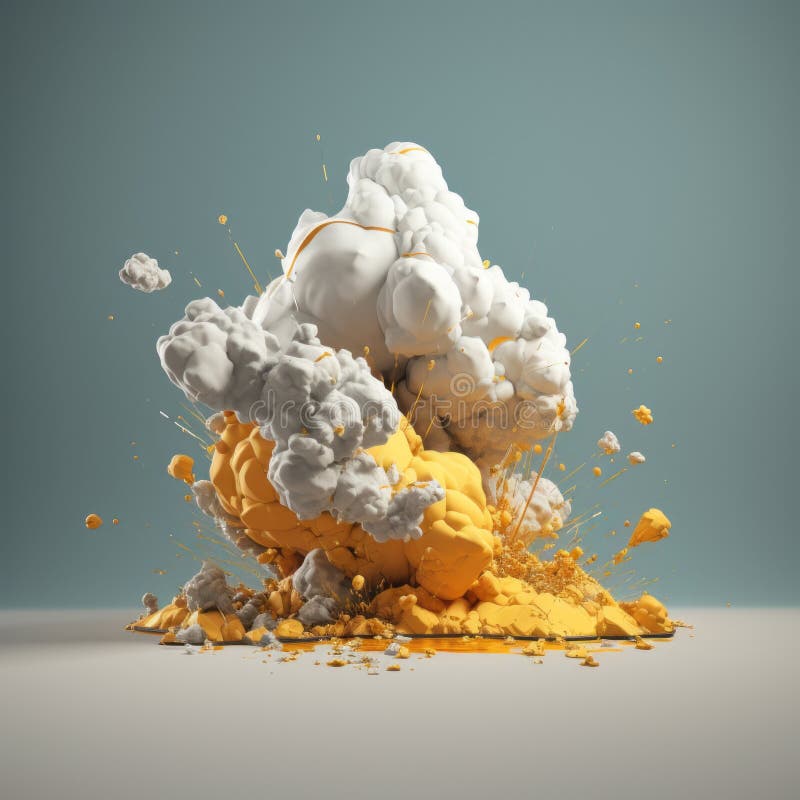 3d Rendering of a Cloud of Yellow and White Powder Stock Illustration ...