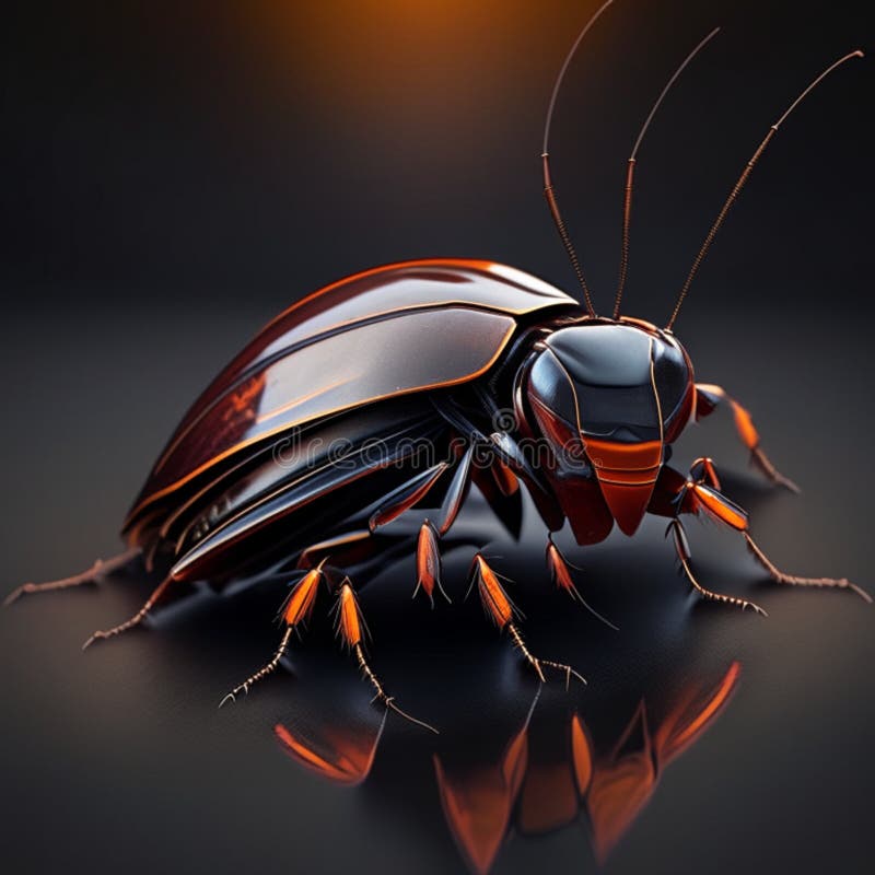 3d Rendering of a Cockroach on Black Background with Reflection ...