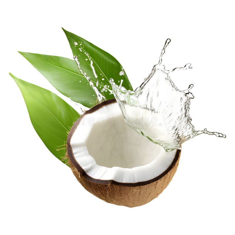 3D Rendering of a Coconut with Leaves on Transparent Background - Ai ...