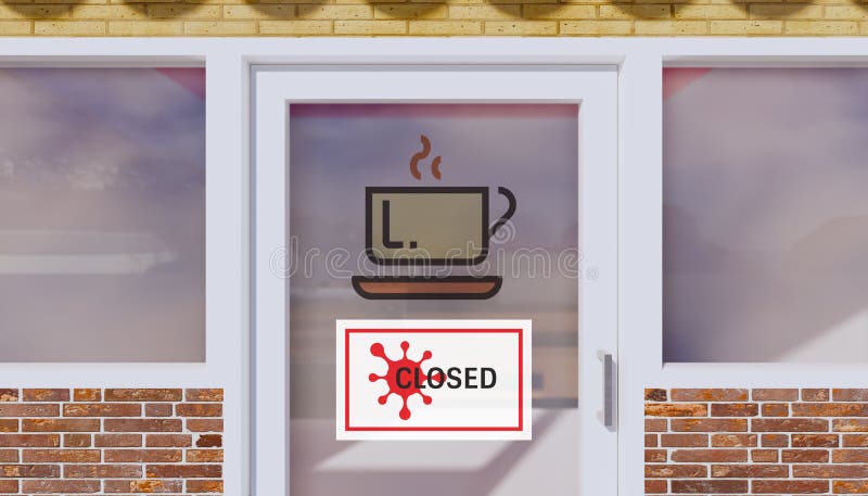 Coffee Shop and Closed Sign Stock Illustration - Illustration of ...