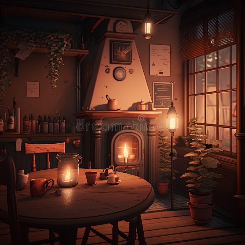 3D Rendering of a Coffee Shop Interior in a Fairy Tale Style Stock ...
