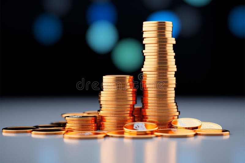 3D Rendering of a Coin Stack Diagram with Upward Arrow Stock ...