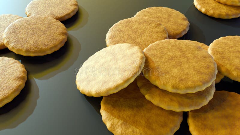 A 3d Rendering of Collection of Uniformly Sized, Round Cookies Stock ...