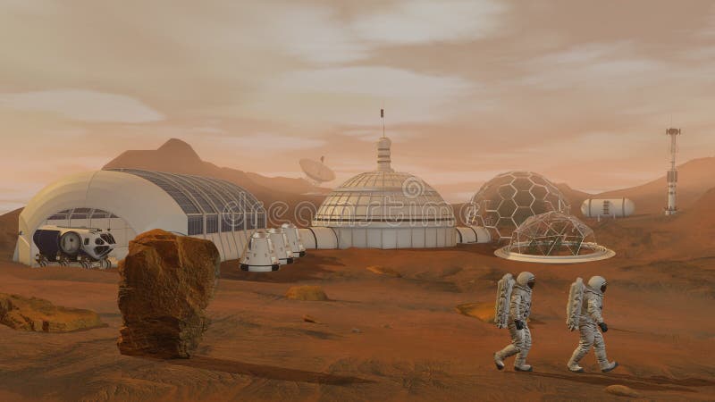 3D Rendering. Colony on Mars Stock Illustration - Illustration of ... 3D Rendering. Colony on Mars Stock Illustration - Illustration of ...