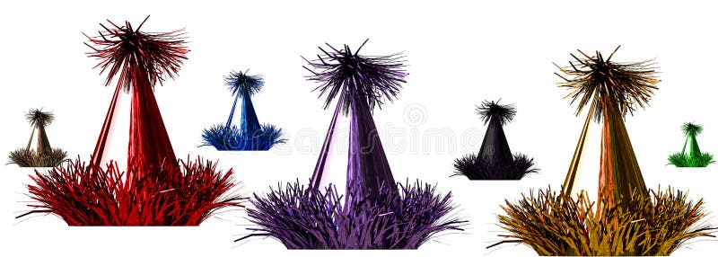 3d Rendering of a Color Celebration Hats on White Stock Illustration ...