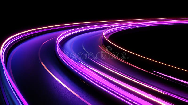 3D Rendering of a Colored Neon Light Trail on a Dark Background ...