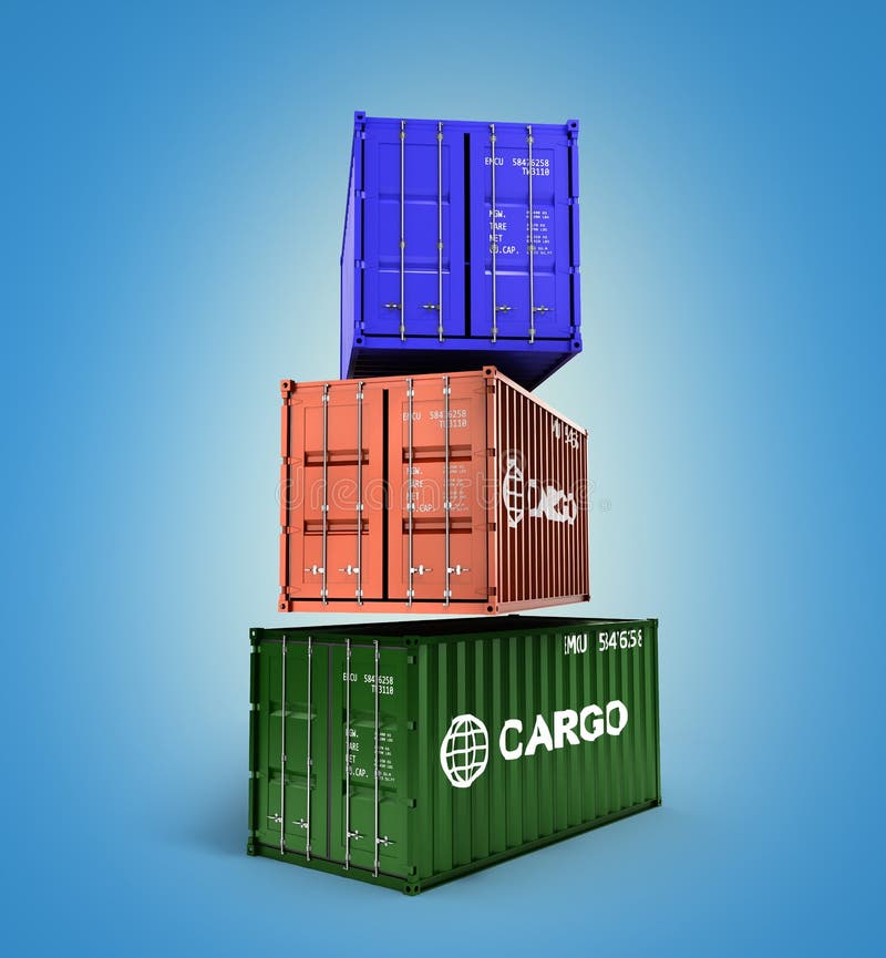 3d Rendering of a Colored Shipping Container on Gradient Stock ...