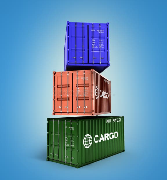 3d Rendering of a Colored Shipping Container on Gradient Stock ...