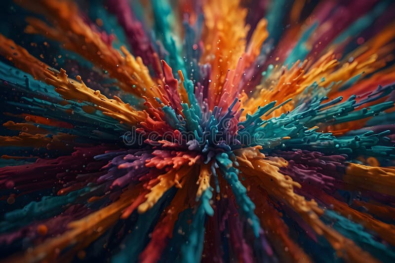 The 3D Background Features Colorful Abstract Paint Splashes, Wavy Paint ...