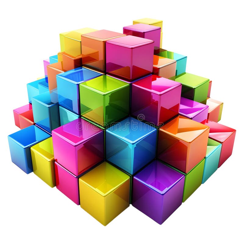 3D Rendering of a Colorful Boxes Toy on Transparent Background - Ai ...