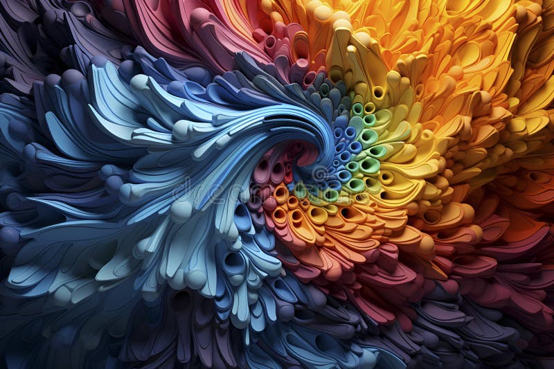 3D Rendering, Colorful Design with Bright Patterns and Shapes ...