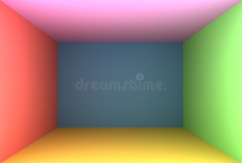 3D Rendering Colorful Empty Room Stock Illustration - Illustration of ...