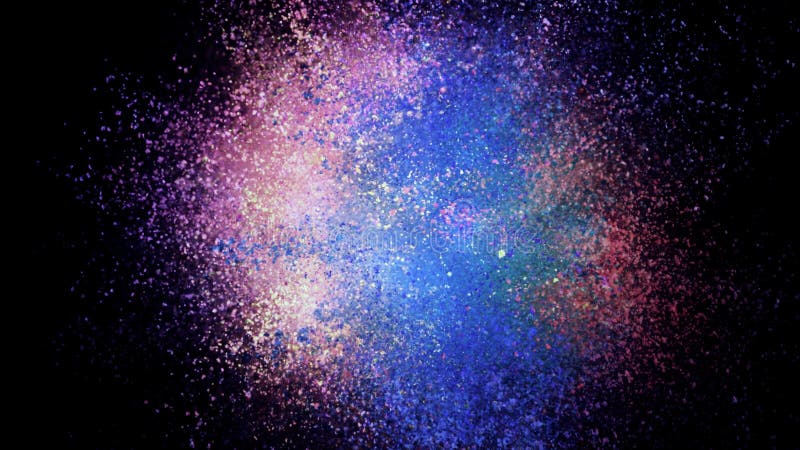 3D Rendering of Colorful Explosion of Colored Particles on Black ...