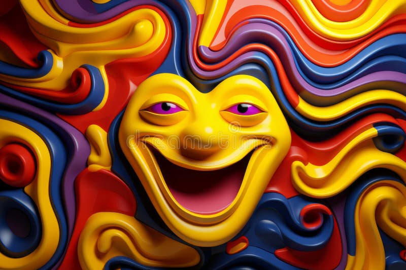 3d Rendering of a Colorful Face with a Smile Stock Illustration ...