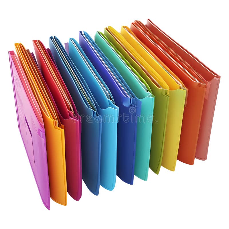 3D Rendering of a Colorful Files for Office on Transparent Background ...