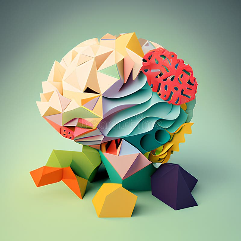 3d Rendering of Colorful Geometric Shapes in the Form of Human Head ...