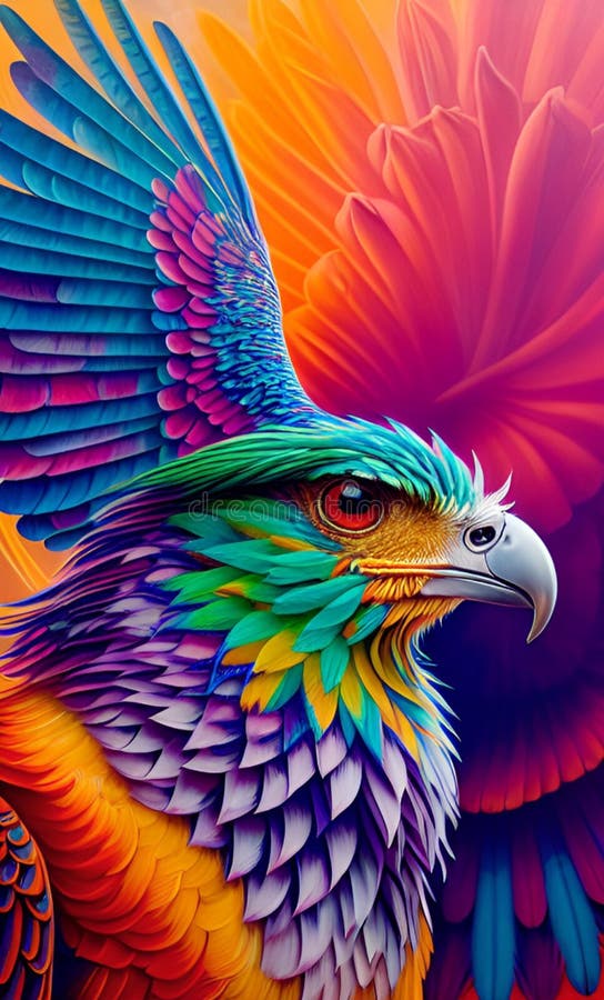 Colorful Phoenix Bird Head, Symbol of Rebirth - Generative AI Stock ...