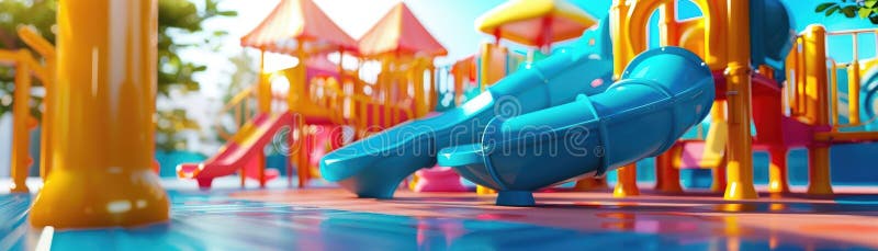 3D Rendering of a Colorful Playground with Dynamic Structures and ...