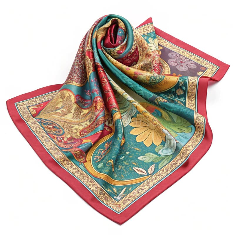 3D Rendering of a Colorful Silk Cloth Isolated on White Stock ...