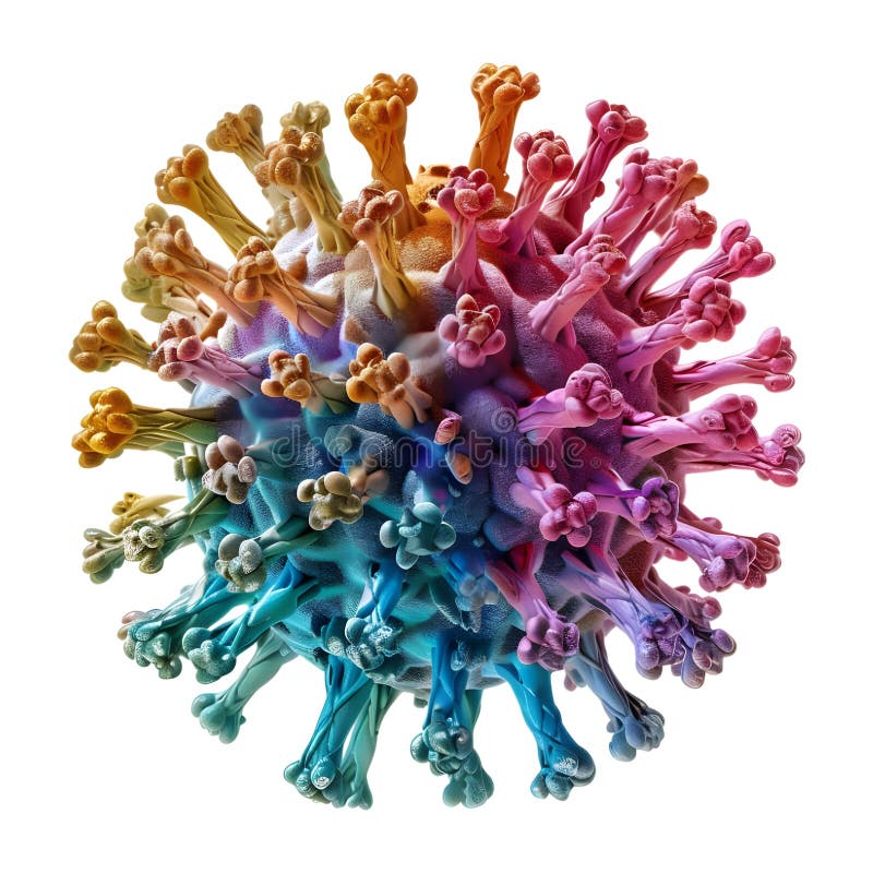 3D Rendering of a Colorful Virus Element on Transparent Background - Ai ...