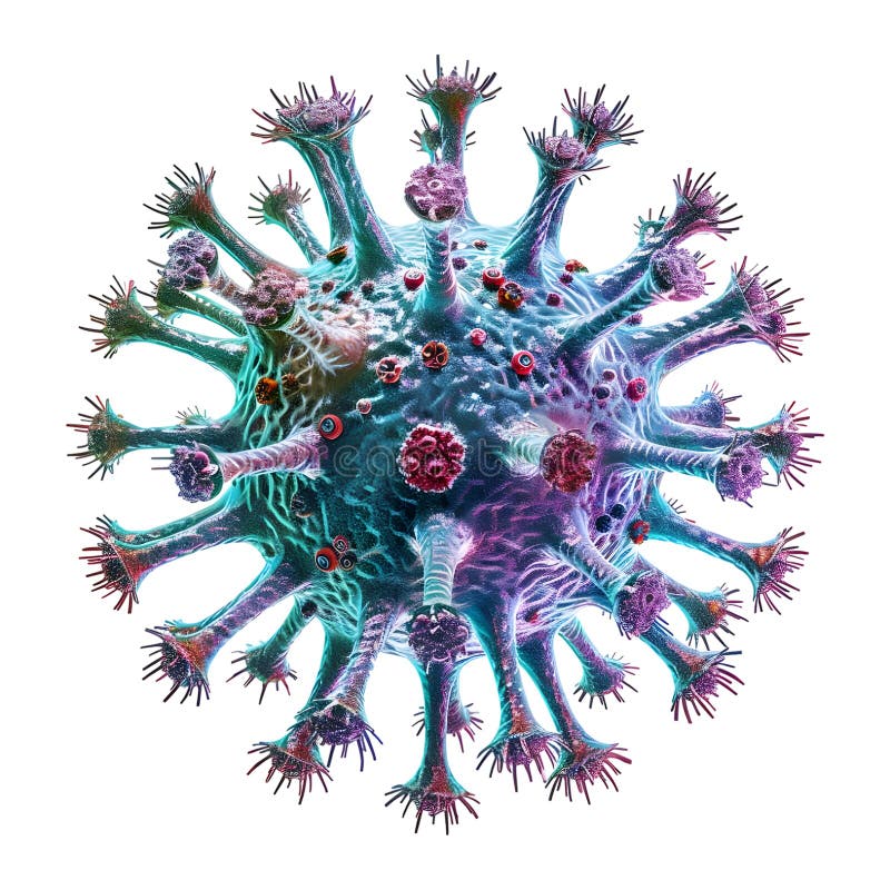 3D Rendering of a Colorful Virus Element on Transparent Background - Ai ...