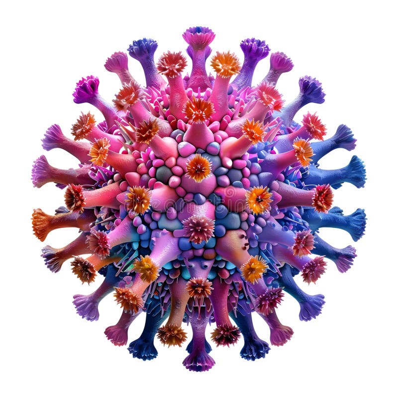 3D Rendering of a Colorful Virus Element on Transparent Background - Ai ...