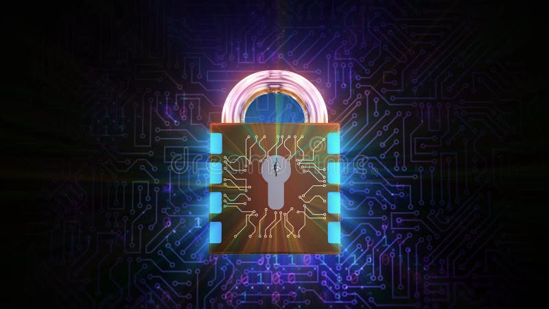 3D Rendering of a Combination Lock. Cybersecurity of Digital Data ...