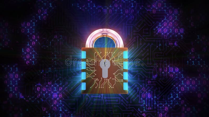 3D Rendering of a Combination Lock. Cybersecurity of Digital Data, Protection Against Hacker ...