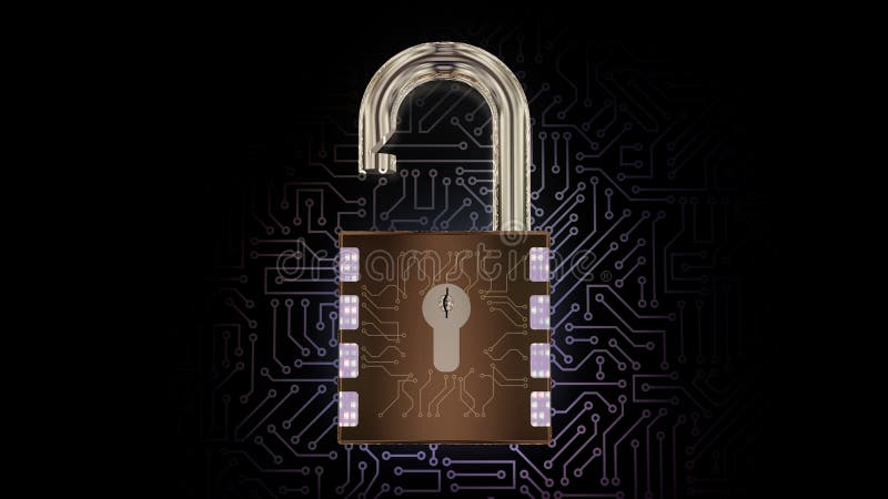 3D Rendering of a Combination Lock. Cybersecurity of Digital Data ...