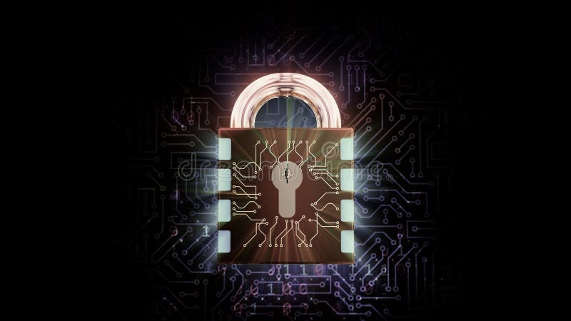 3D Rendering of a Combination Lock. Cybersecurity of Digital Data ...