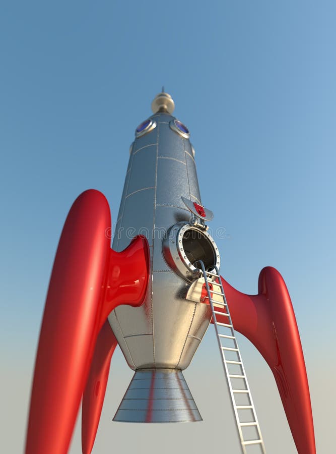 3D Rendering of a Comic Style Rocket Stock Illustration - Illustration ...