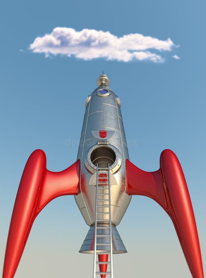 3D Rendering of a Comic Style Rocket Stock Illustration - Illustration ...