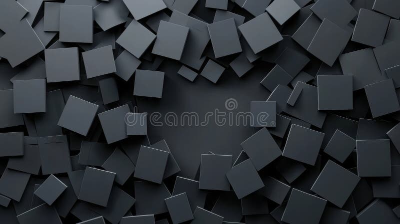 A 3D Rendering of a Complex Arrangement of Black Squares and Rectangles ...