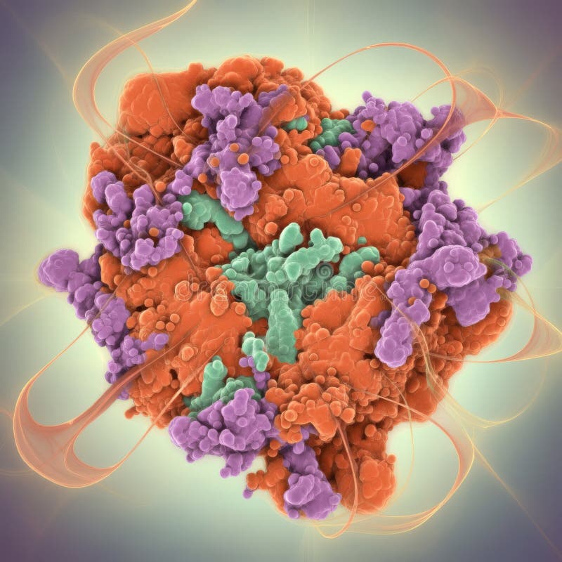 3D Rendering of a Complex Biological Molecule, Showcasing Vibrant ...