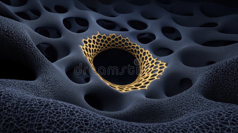 A 3D Rendering of a Complex, Dark Blue, and Black Network of ...
