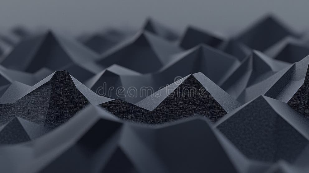 A 3D Rendering of a Complex, Dark Gray Mountain Range. Stock Photo ...
