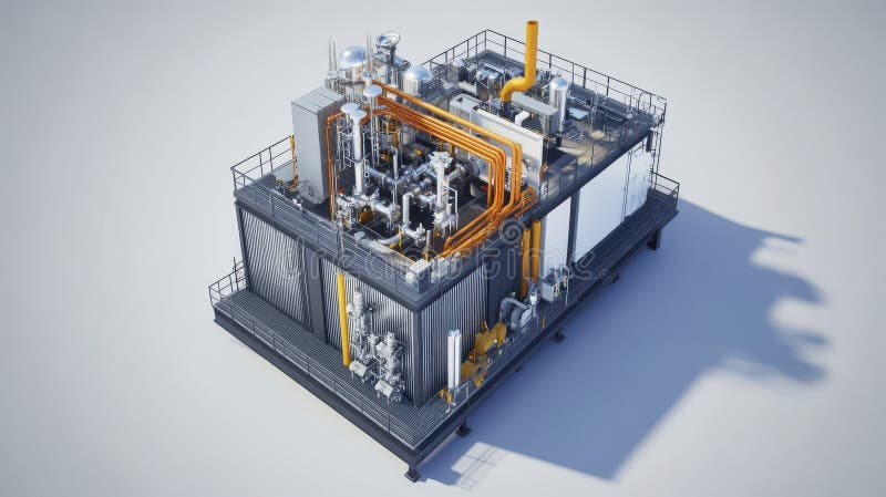 Detailed 3D Render of Industrial Machine with Copper Pipes Stock ...