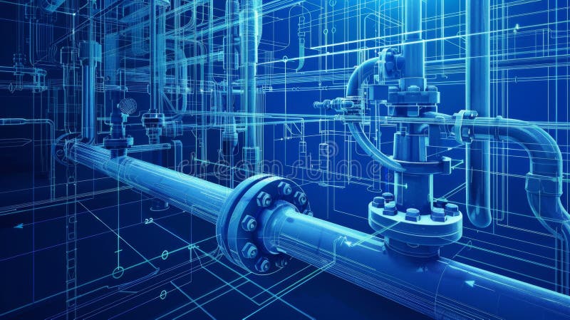 A 3D Rendering of a Complex Industrial Pipeline System Showcasing ...