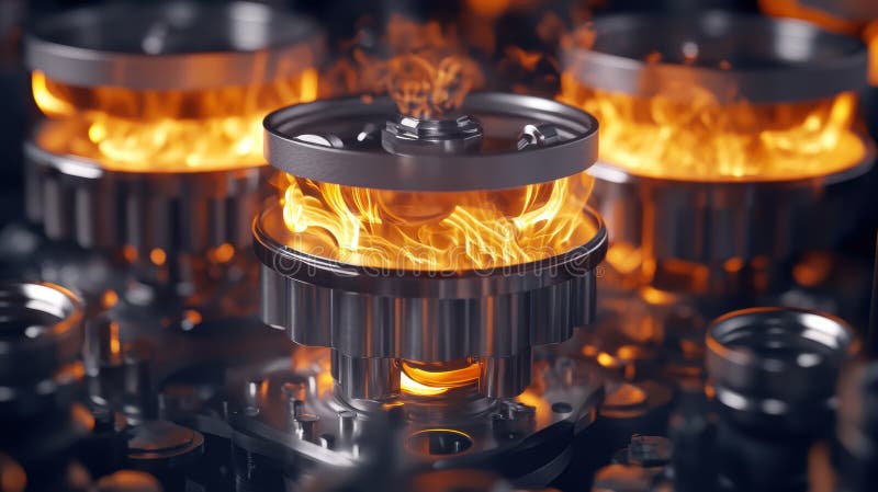 A 3D Rendering of a Complex Mechanical System with a Central Engine and ...